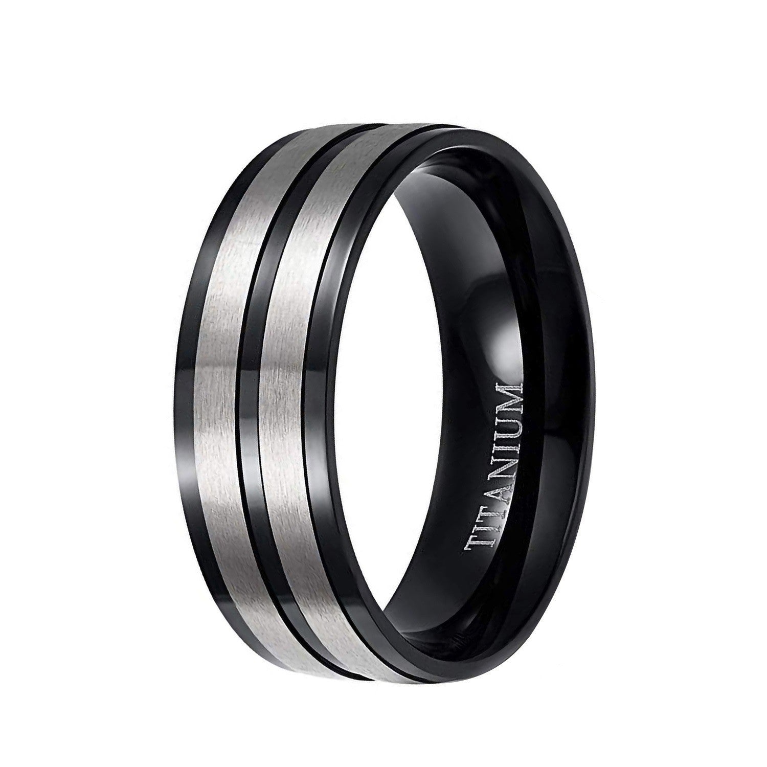 Mens Black and Silver Titanium Wedding Bands 8mm – Findurings