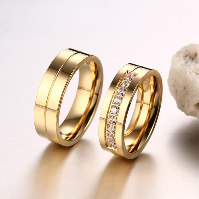 Titanium/Stainless Steel Cubic Zirconia Couple Rings – Findurings