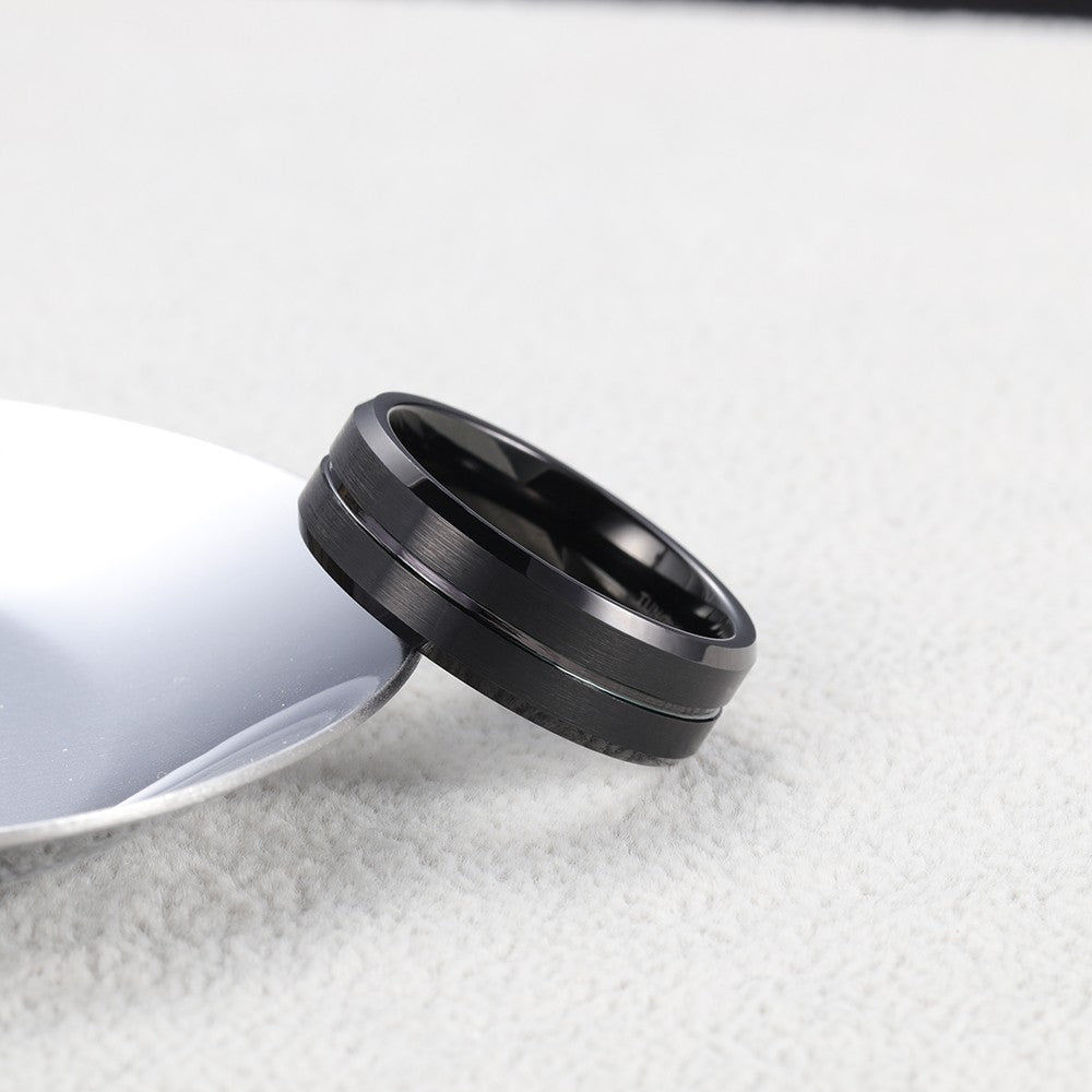 Black Rings for Men with Thin Groove Casual Rings – Findurings